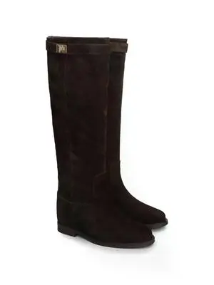 VIA ROMA 15 Suede Inner-wedge Knee-high Boots - Brown