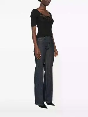 Saint Laurent Lace-trim Ribbed Top