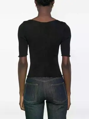 Saint Laurent Lace-trim Ribbed Top