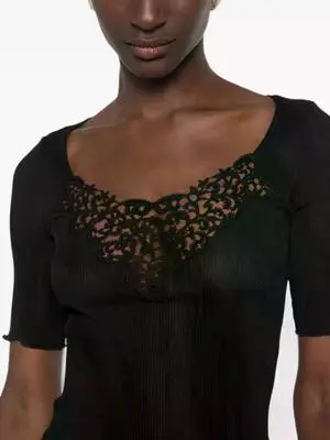 Saint Laurent Lace-trim Ribbed Top