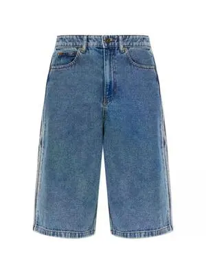 Adidas Side-stripe Denim Shorts - Blue