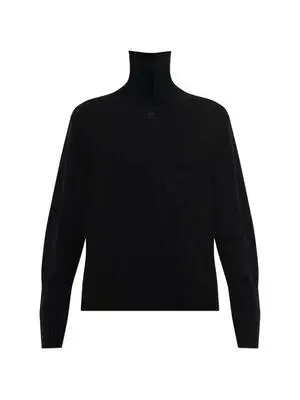 COURREGES Lambswool Zipped Collar Sweater - Black