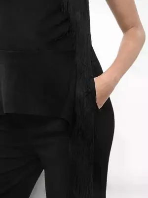 Stella McCartney Sleeveless Wide Leg Jumpsuit With Fringe Trim