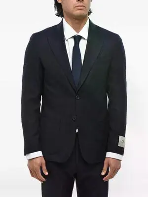 Corneliani Single-breasted Wool Blazer - Blue