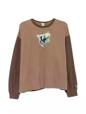 PROTOCOL INDEX Graphic-print Long-sleeve T-shirt - Brown