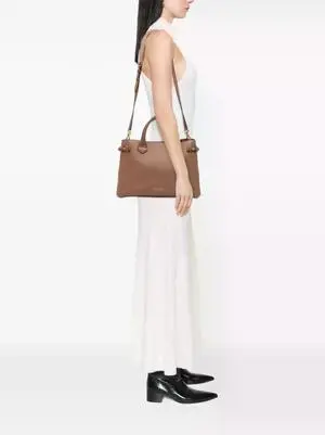 Burberry Leather And House Check Banner Satchel - Brown