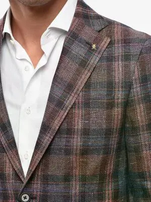 Corneliani Tartan-print Linen-blend Blazer