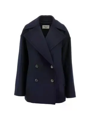 Max Mara Double-sided Wool Double-breasted Pea Coat Navy