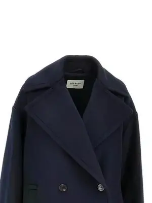 Max Mara Double-sided Wool Double-breasted Pea Coat Navy