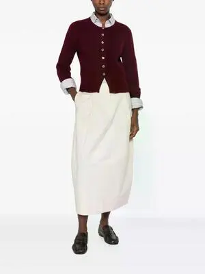 ALLUDE Ribbed-knit Button-up Cardigan - Red