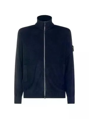 Stone Island 5100012 Rws Wool Jumper With Stand Collar And Zip Fastening - Blue