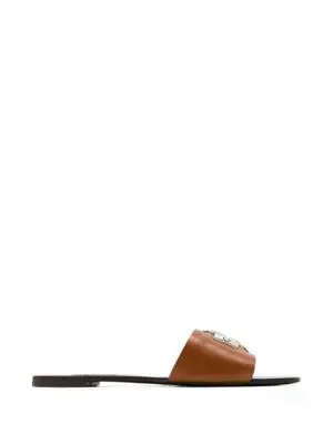 Tory Burch Charlie Cuoio Slide Leather Sandals - Brown