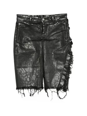 Rick Owens Distressed Sliced Denim Mini Skirt