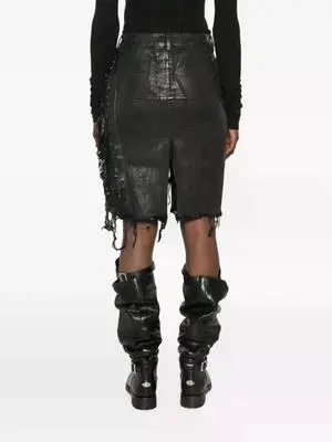 Rick Owens Distressed Sliced Denim Mini Skirt