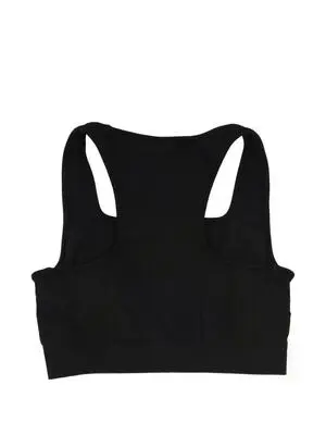 PANGAIA Logo-print Racerback Sports-bra - Black