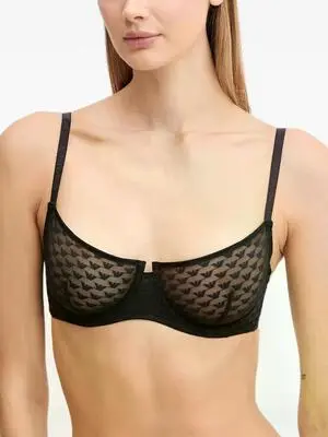Emporio Armani Monogram-pattern Underwired Bra - Black