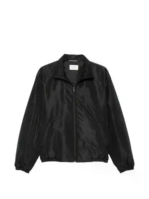 Saint Laurent Logo Embroidered Zip-up Jacket - Black
