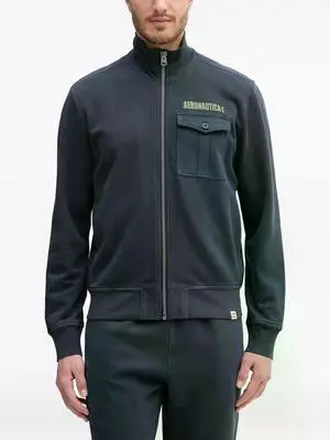 AERONAUTICA MILITARE Zip-up Logo-patch Sweater - Blue