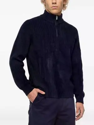 Karl Lagerfeld Half-zip Ribbed-knit Sweater - Blue
