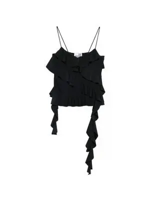 Moschino Ruffled Spaghetti-strap Top - Black