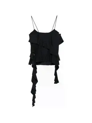Moschino Ruffled Spaghetti-strap Top - Black