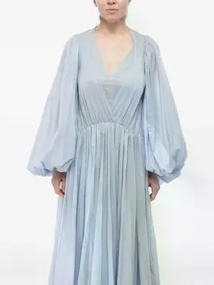 DI STAVNITSER Lucci Balloon-sleeve Maxi Dress - Blue