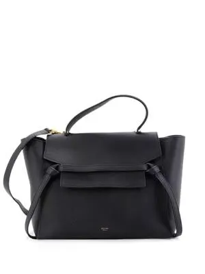 Celine Belt Bag Textured Leather Mini Shoulder Bag - Black