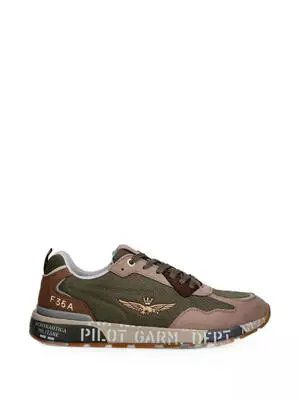 AERONAUTICA MILITARE Logo-embroidered Panelled Sneakers - Green