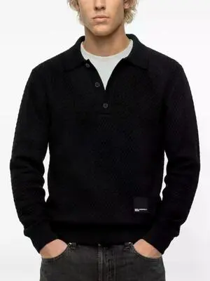 Karl Lagerfeld Long-sleeved Knit Polo