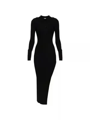 COURREGES Ribbed-knit Button-up Dress - Black