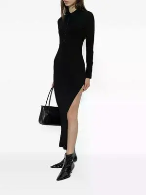 COURREGES Ribbed-knit Button-up Dress