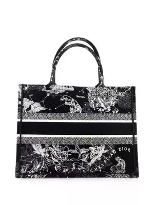 Dior Book Embroidered Canvas Medium Tote Bag - Black