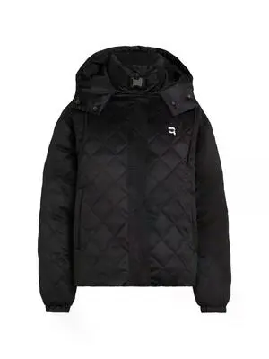 Karl Lagerfeld Ikon Quilted Puffer Jacket With Drawstring Hood - Black