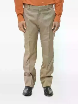 Off-White Embroidered-logo Wool Trousers - Neutrals