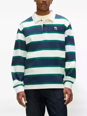 Karl Lagerfeld Ikon Striped Rugby Polo Shirt - White