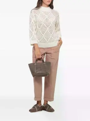 Peserico Perforated Knit Bead-embellished Sweater