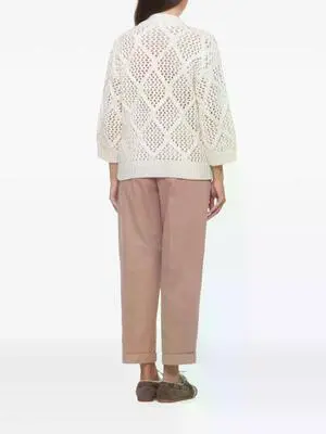 Peserico Perforated Knit Bead-embellished Sweater