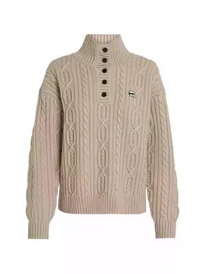 Karl Lagerfeld Ikon Cable-knit Polo Sweater - Neutrals