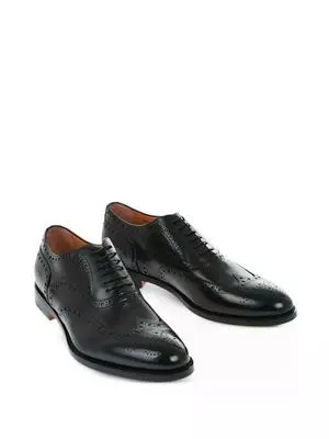 Santoni Brogue-detail Leather Derby Shoes