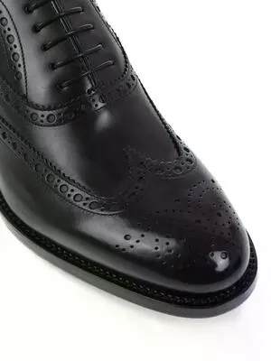 Santoni Brogue-detail Leather Derby Shoes