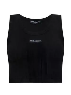 Dolce & Gabbana Ribbed Cropped Top - Black