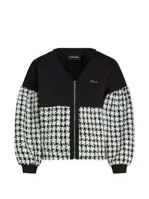 Karl Lagerfeld Bouclé Zip-up Sweatshirt - Black