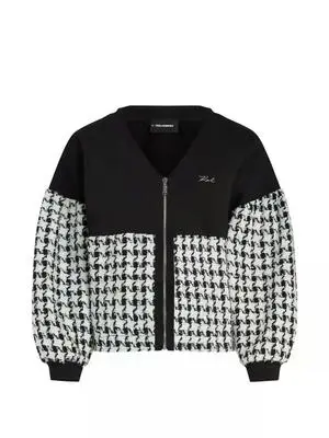 Karl Lagerfeld Bouclé Zip-up Sweatshirt - Black