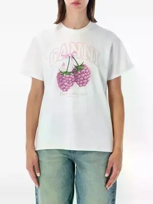 GANNI Baby-fit T-shirt With Raspberry Graphic