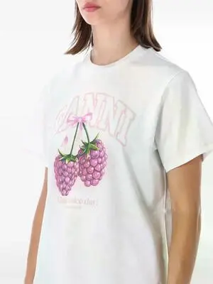 GANNI Baby-fit T-shirt With Raspberry Graphic