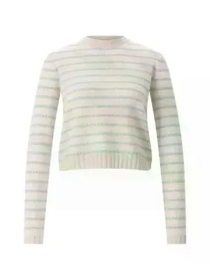 Guest In Residence Striped Cashmere Crew Neck Sweater