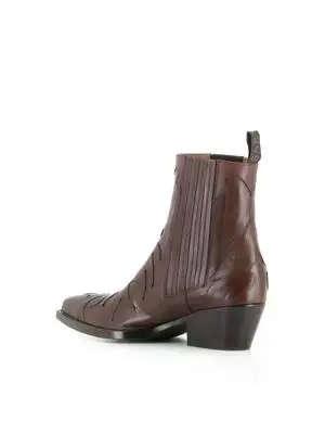 Sartore Embroidered Leather Ankle Boots