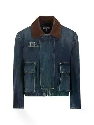 Loewe Short Parka In Denim - Blue