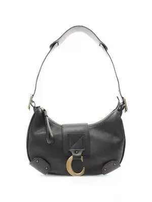 Chloé Chloé Black Calf Leather Grained Texture Shoulder Bag Black