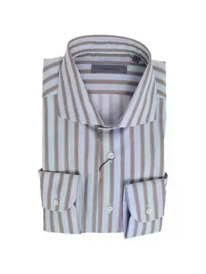 Corneliani Striped French-collar Shirt - Blue